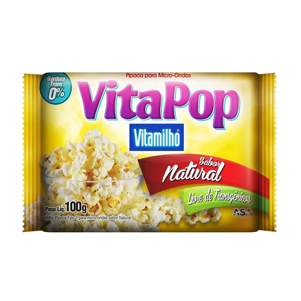 PIPOCA DE MICRO-ONDAS VITAMILHO NATURAL 100G | FastStore PDP