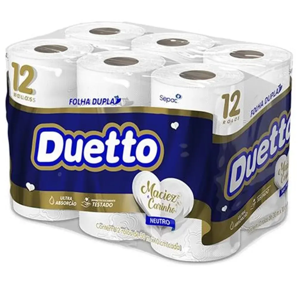 PAPEL HIGIENICO FOLHA DUPLA DUETTO 20M C12 | FastStore PDP