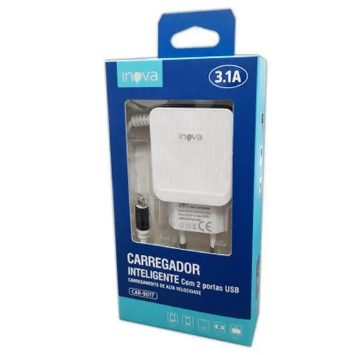 CARREG INOVA 2 SAIDAS USB CAR-9017 - Super Tem