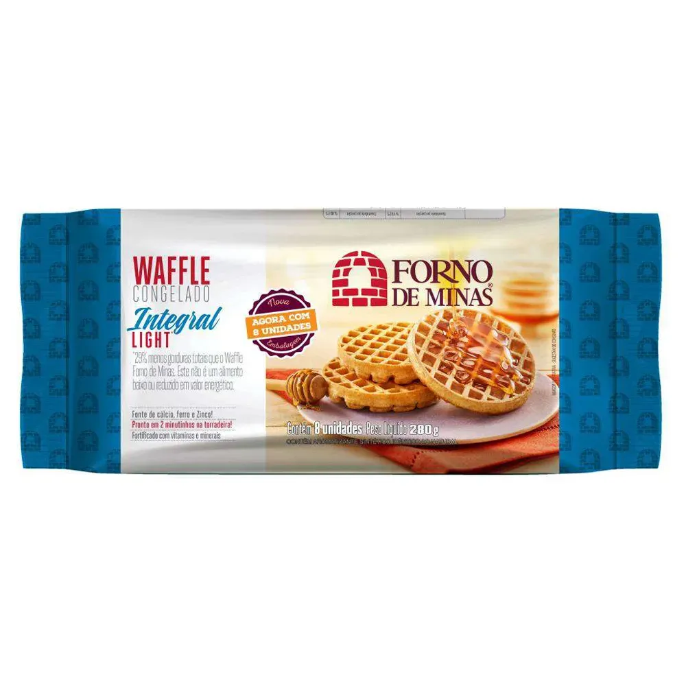 WAFFLE FORNO MINAS INTEGRAL LIGHT CONGELADO 280G | FastStore PDP
