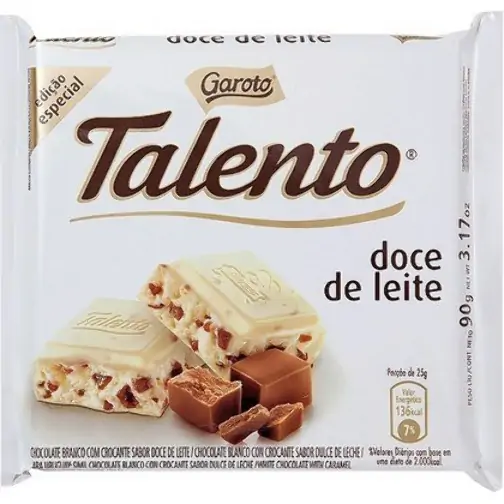 BARRA CHOC GAROTO TALENTO DOCE LEITE 85G - Super Tem